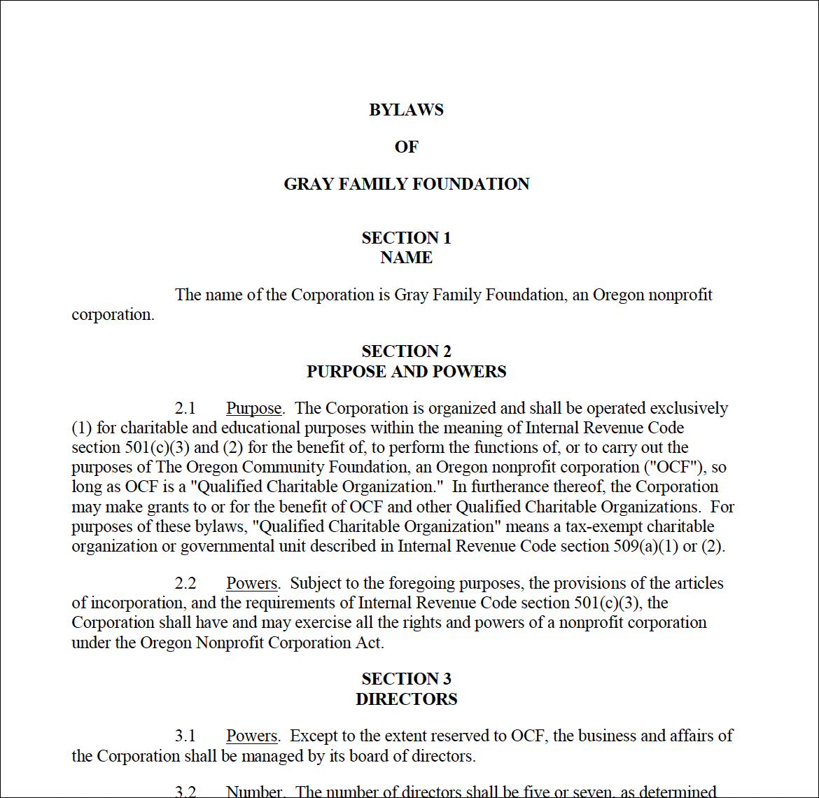 Free Bylaws Template For Nonprofit Organization